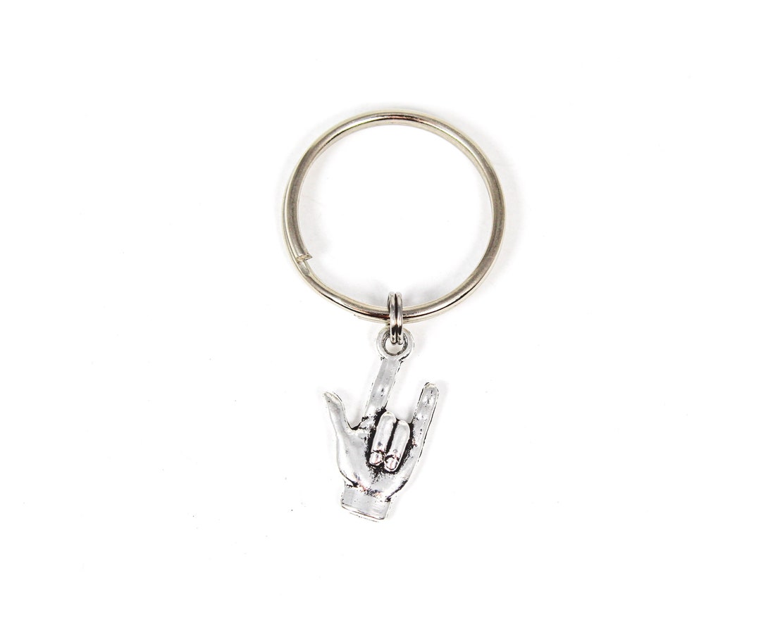I Love You Hand Sign Keychain, Sign Language Keyring, ASL Key Chain ...