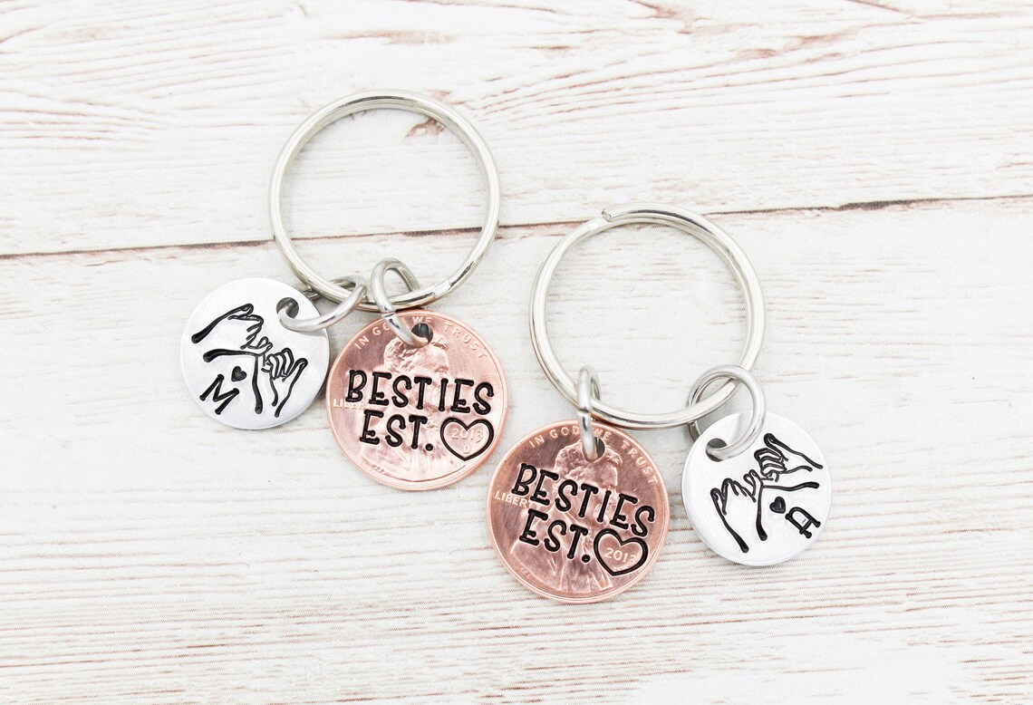 Personalized Besties Est Penny Keychain Pinky Promise | Etsy