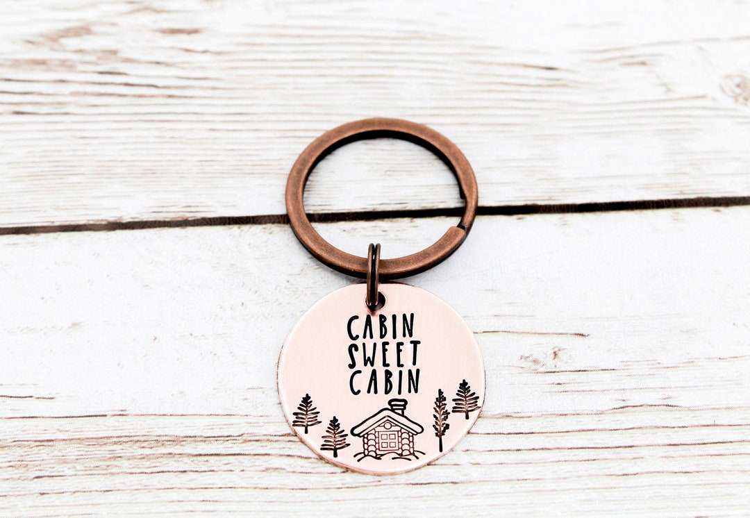 Cabin Sweet Cabin Keychain, Cabin Keyring, Mountain Cabin Gift, New ...