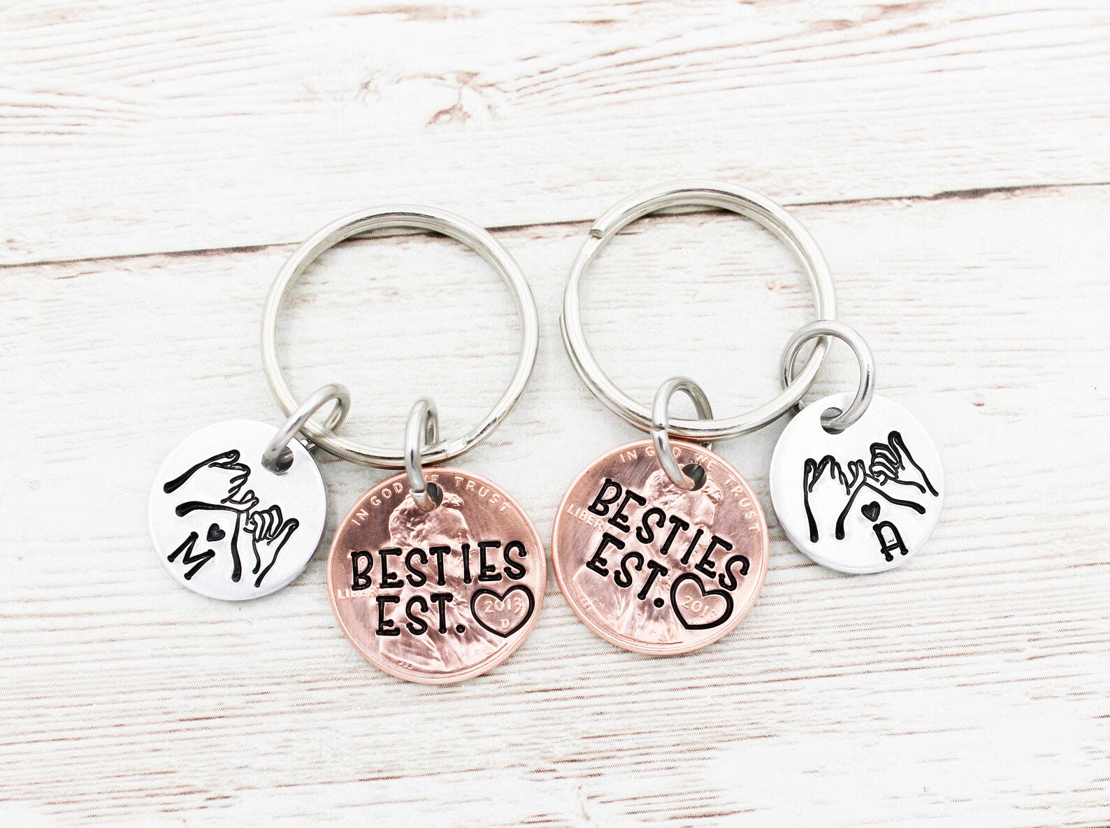 Personalized Besties Est Penny Keychain Pinky Promise - Etsy