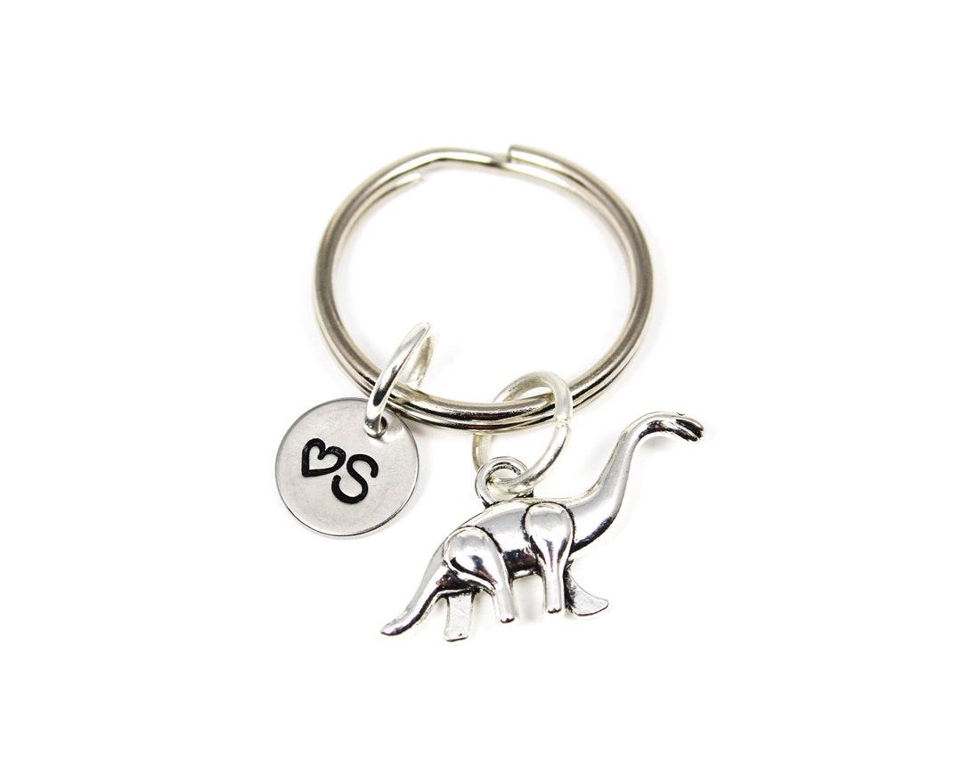 Custom Dinosaur Keyring, Dinosaur Keychain, Brontosaurus Charm, Vegan ...
