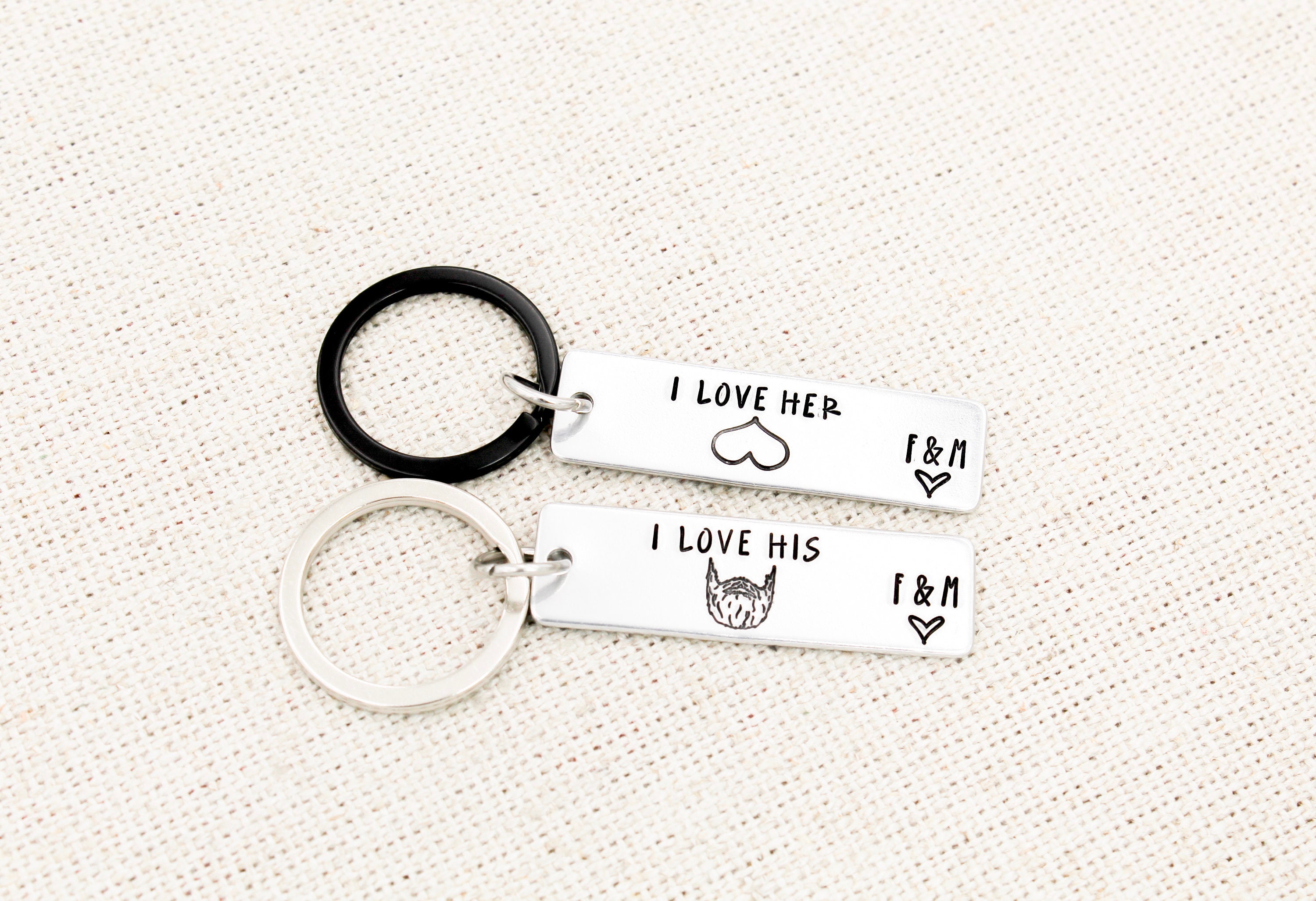 I Love His Beard I Love Her Butt Keychain Set His and Hers | Etsy