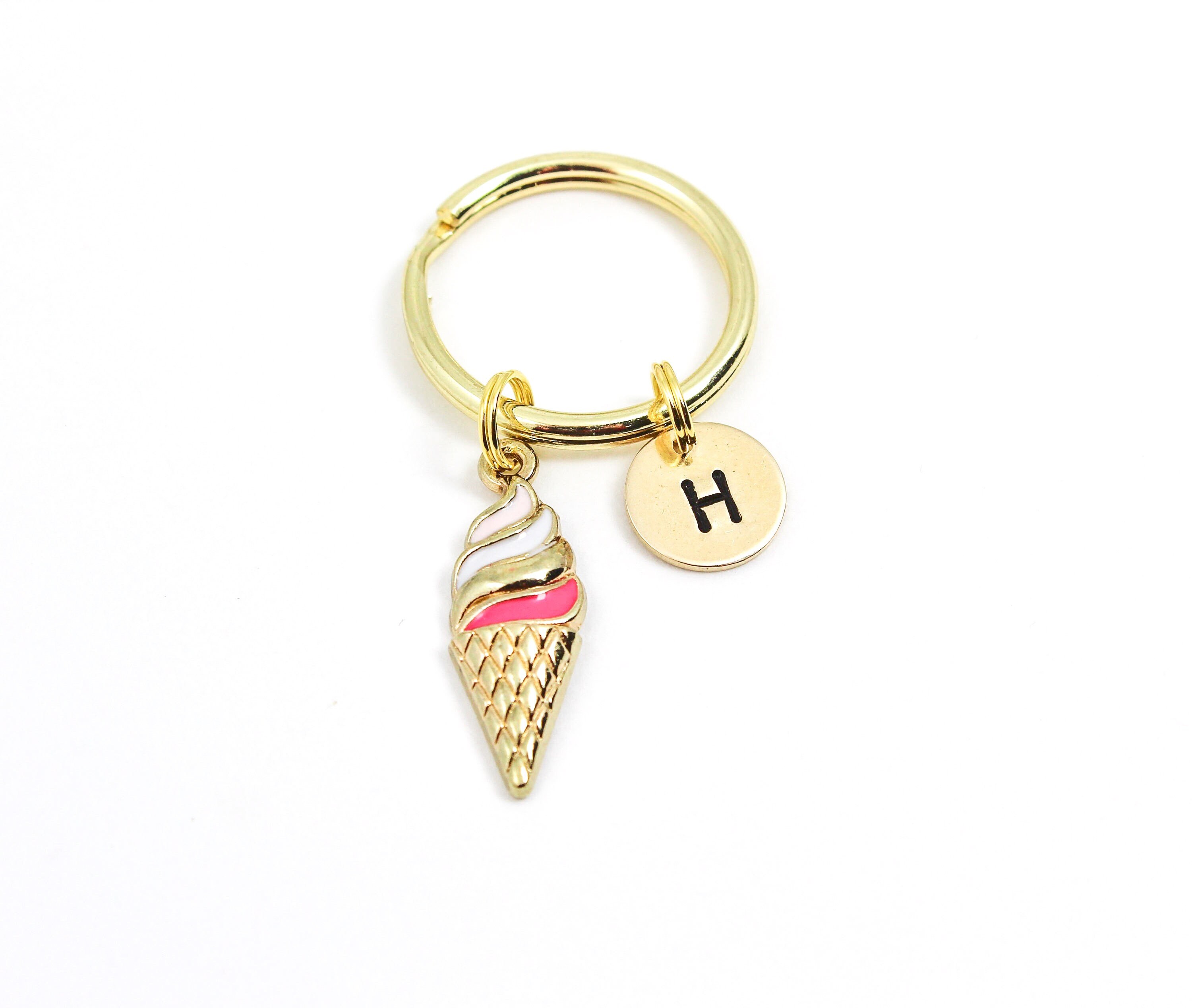 Personalized Ice Cream Cone Keychain Ice Cream Keychain | Etsy