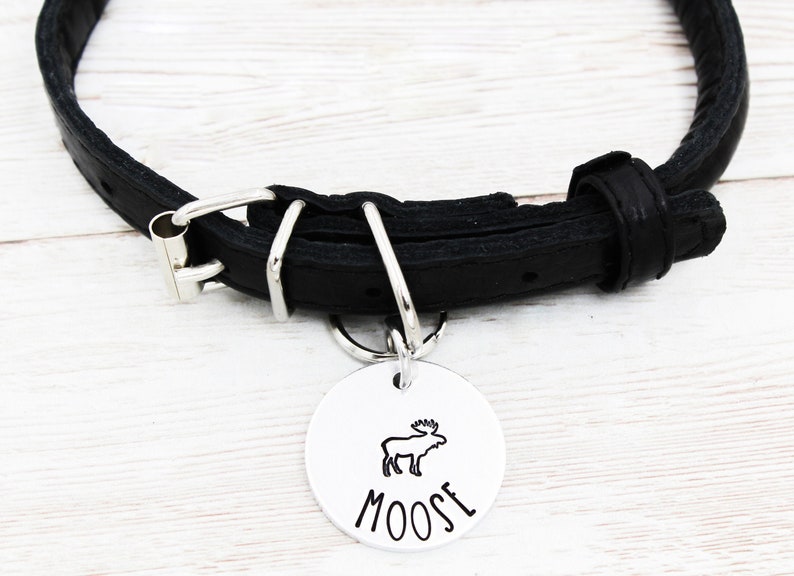 Moose Dog Name Tag, Moose Pet ID Tag, Moose Dog Collar ID Charm, Dog ...