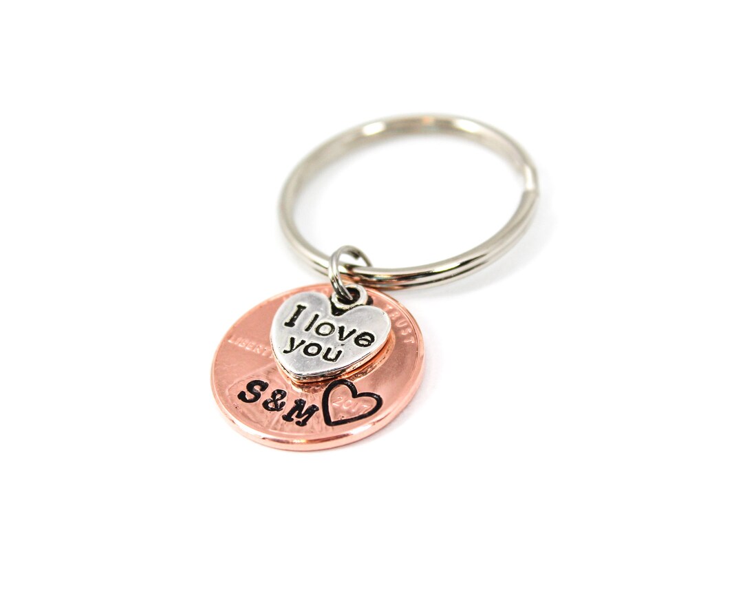 I Love You Keychain, Couples Initials Keychain, Anniversary for Him ...