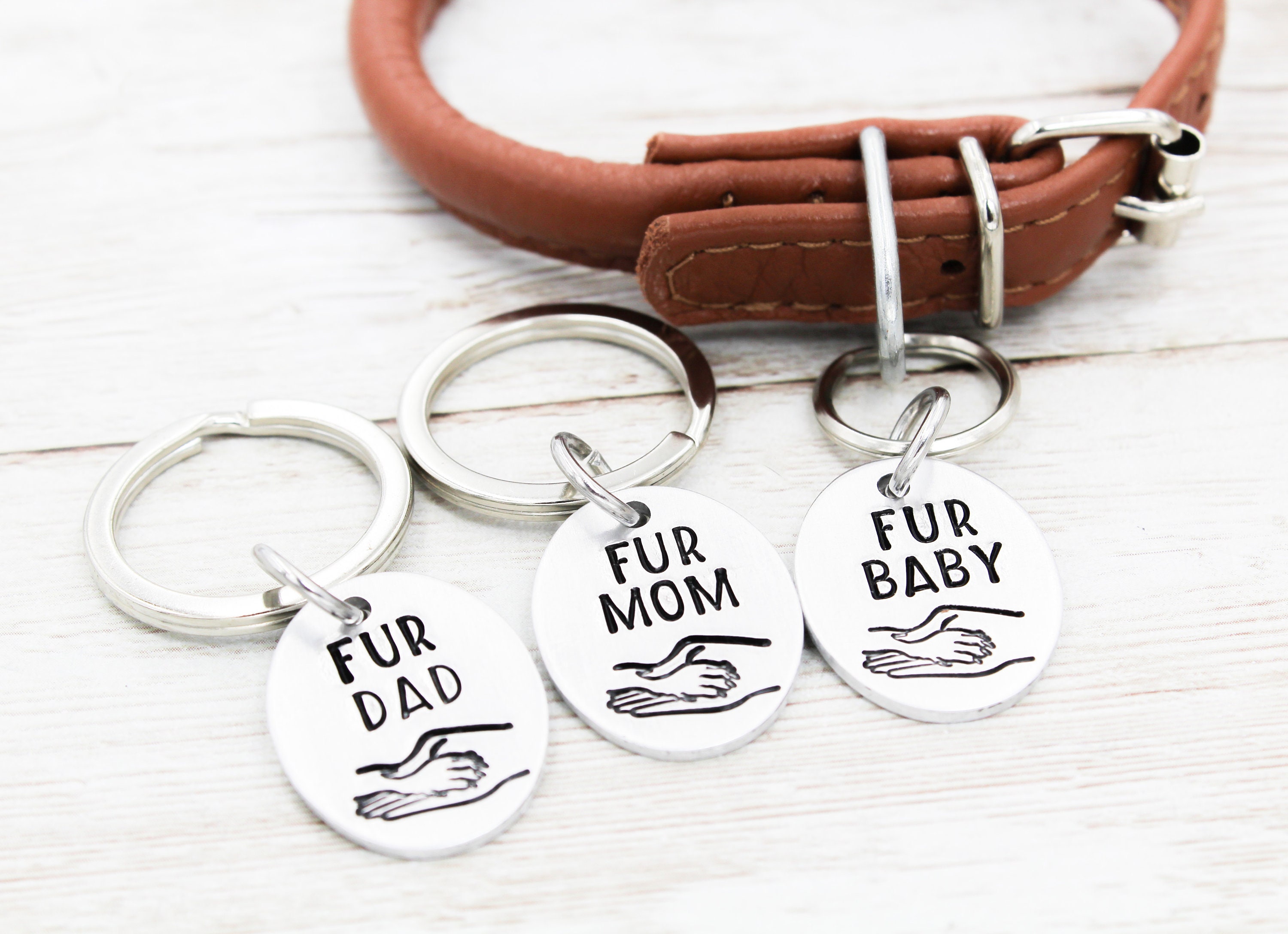Matching Fur Dad Fur Mom Fur Baby Keychains Custom Dog Tag | Etsy
