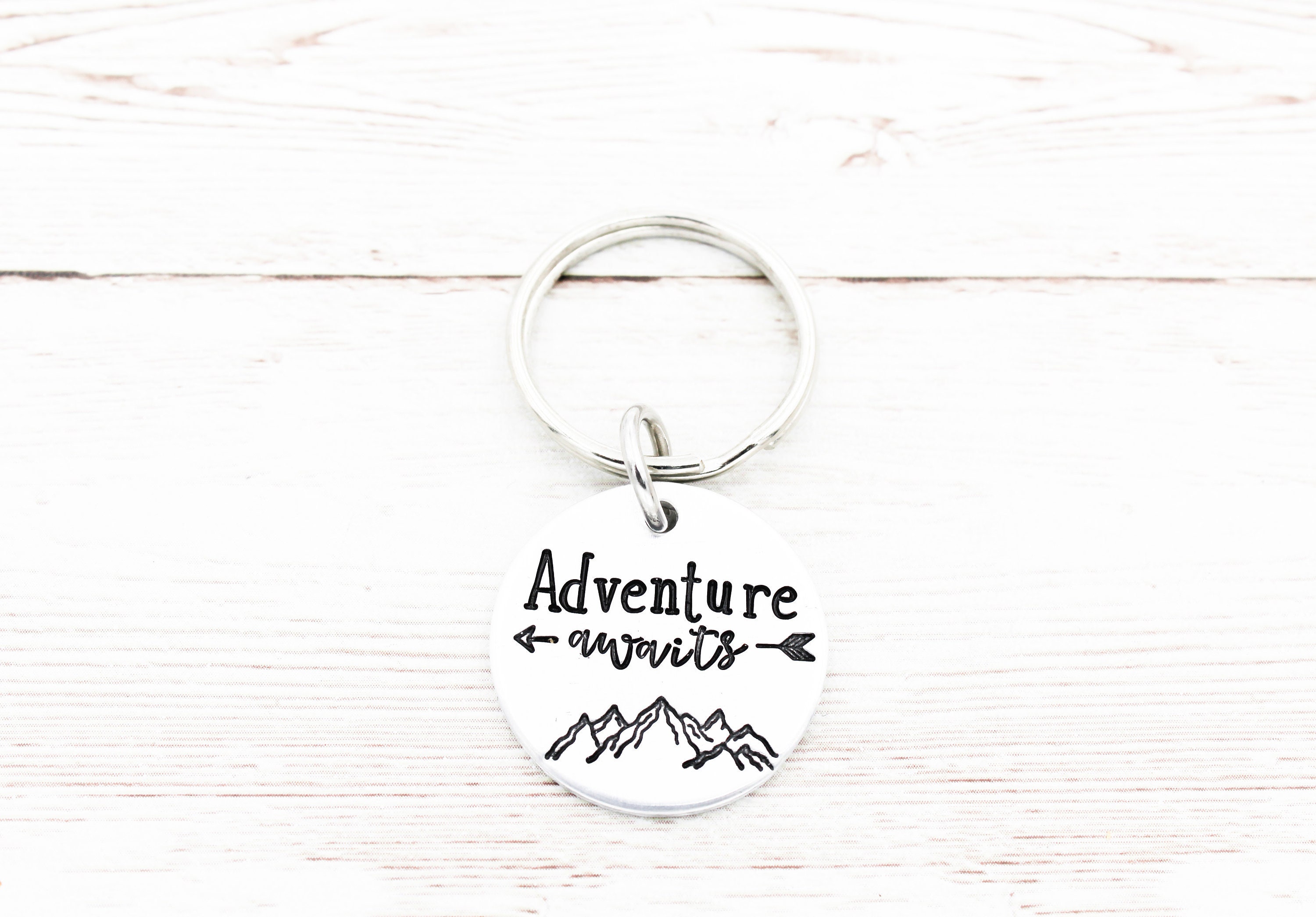 Adventure Awaits Keychain Mountains Keyring Hiker Gifts | Etsy