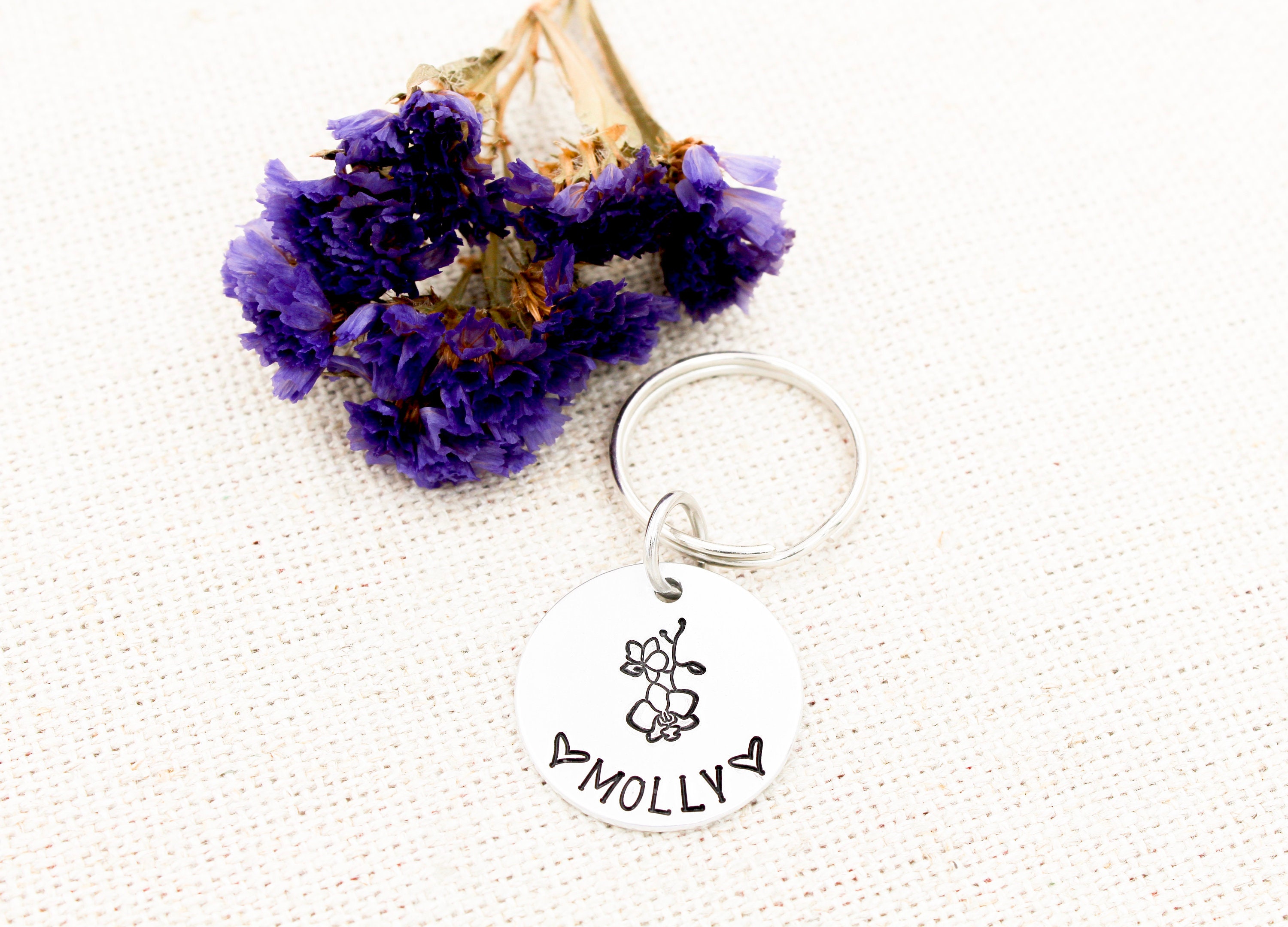 Orchid Flower Dog ID Tag, Floral Dog Name Tag, Custom Dog Tags, Girl ...