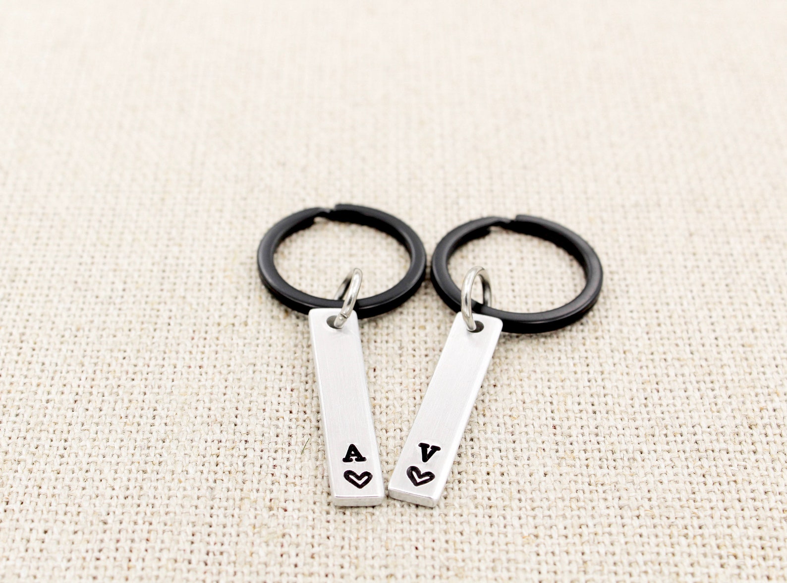 Couples Matching Keychain Set Couples Initials Keychains | Etsy