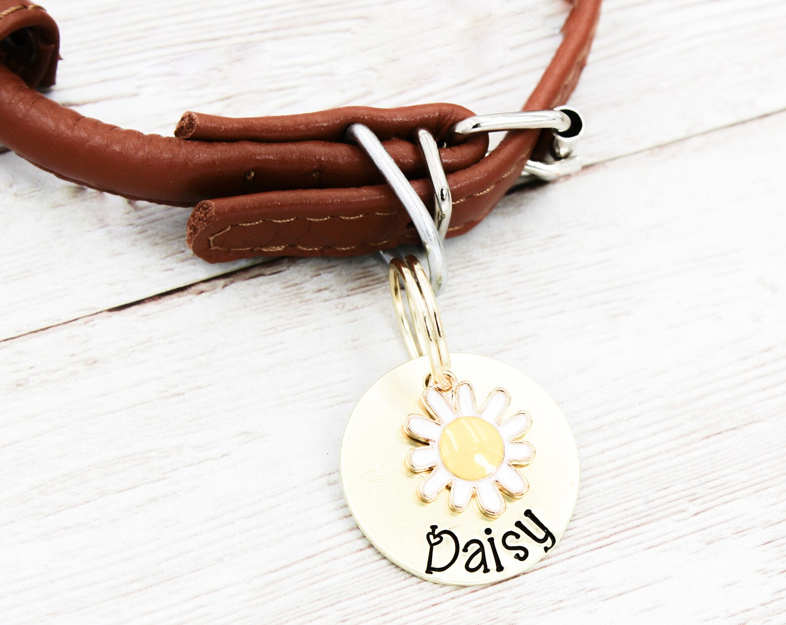 Daisy Pet Name Tag, Daisy Dog ID Tag, Flowers Pet Tag, Floral Dog Tags ...