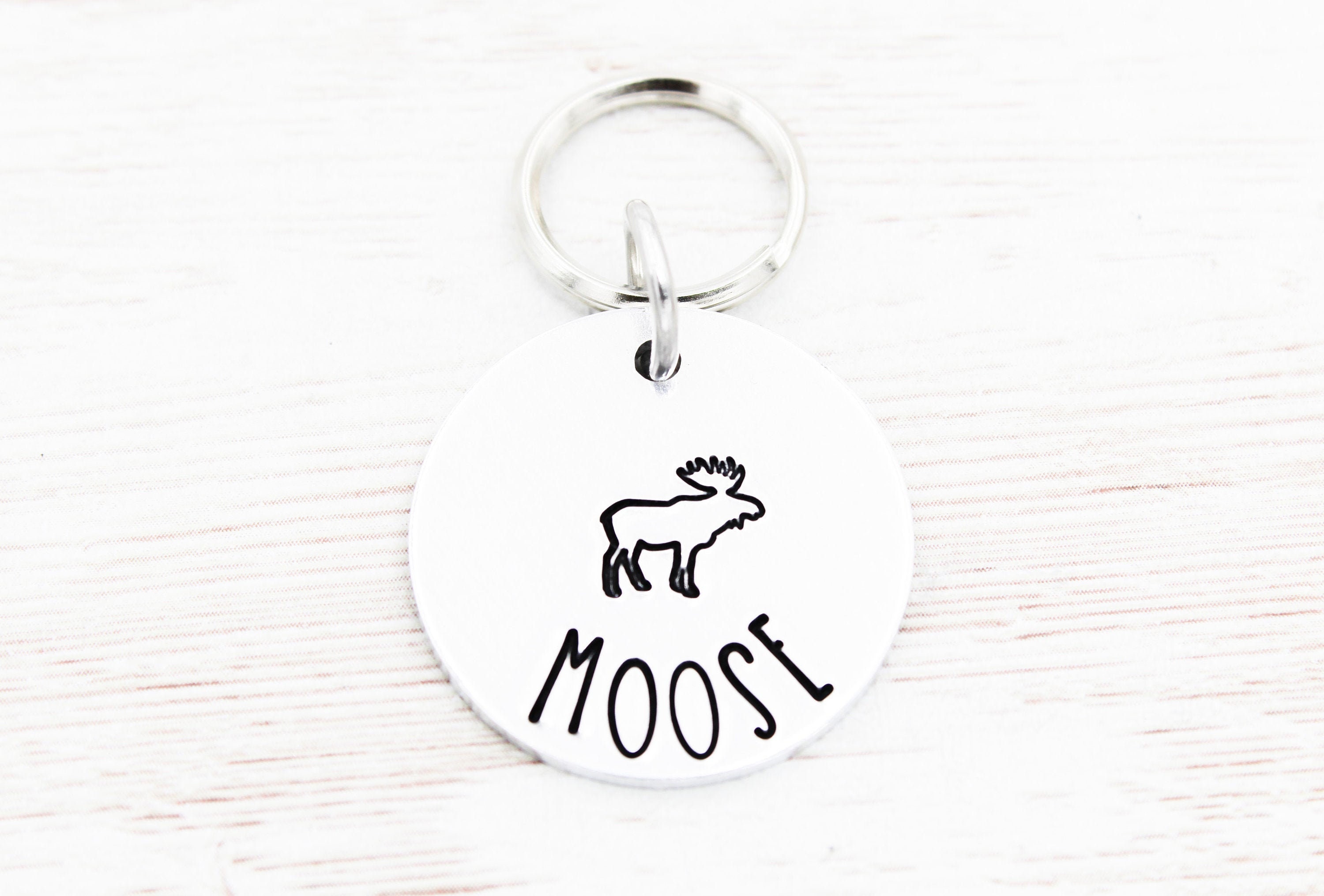 Moose Dog Name Tag, Moose Pet ID Tag, Moose Dog Collar ID Charm, Dog ...