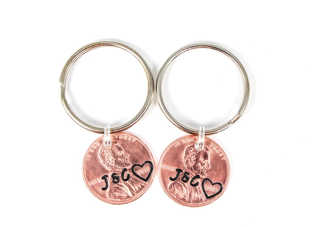 Couples Penny Keychain Set, Matching Keychain Set, Anniversary ...