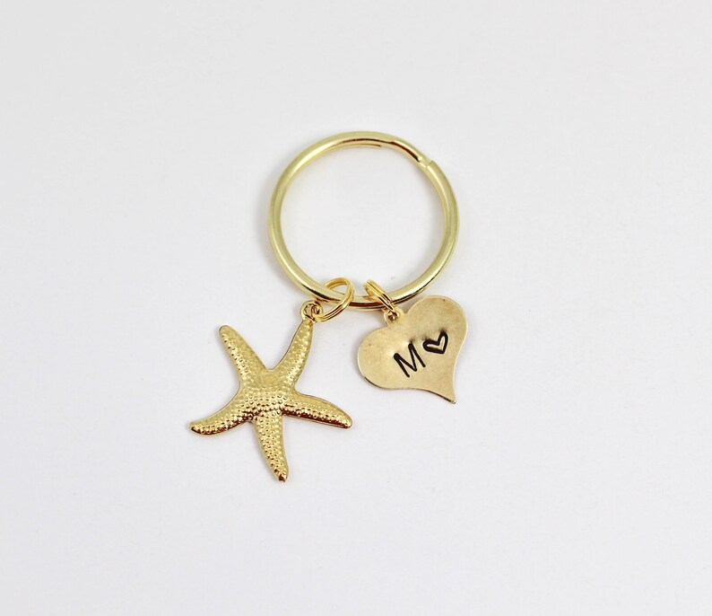 Personalized Starfish Keychain Dainty Starfish Key Chain | Etsy