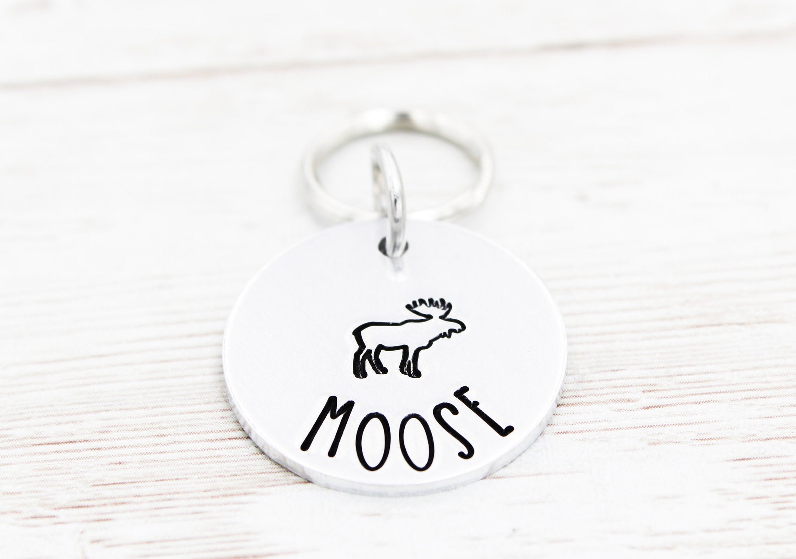Moose Dog Name Tag, Moose Pet ID Tag, Moose Dog Collar ID Charm, Dog ...