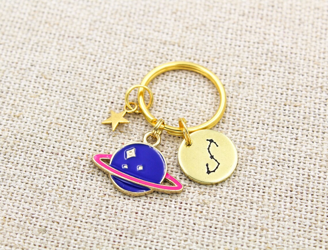 Custom Zodiac Constellation Keychain, Saturn Keyring, Zodiac Charm ...