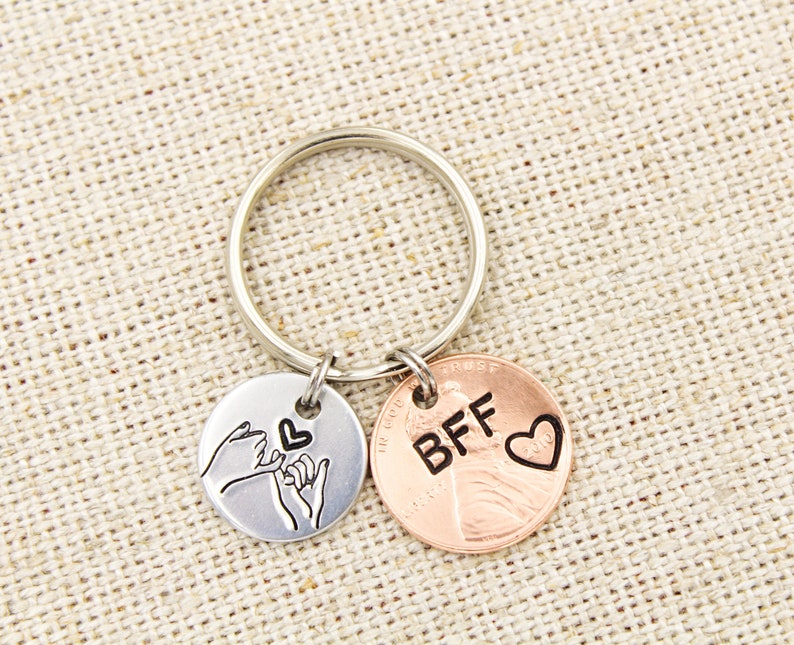 Custom Pinky Promise Best Friend Keychain BFF Penny Keychain - Etsy