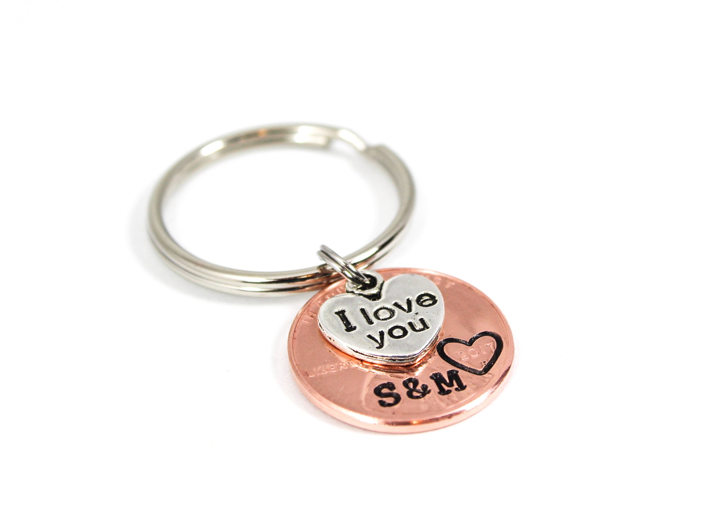 I Love You Keychain, Couples Initials Keychain, Anniversary for Him ...