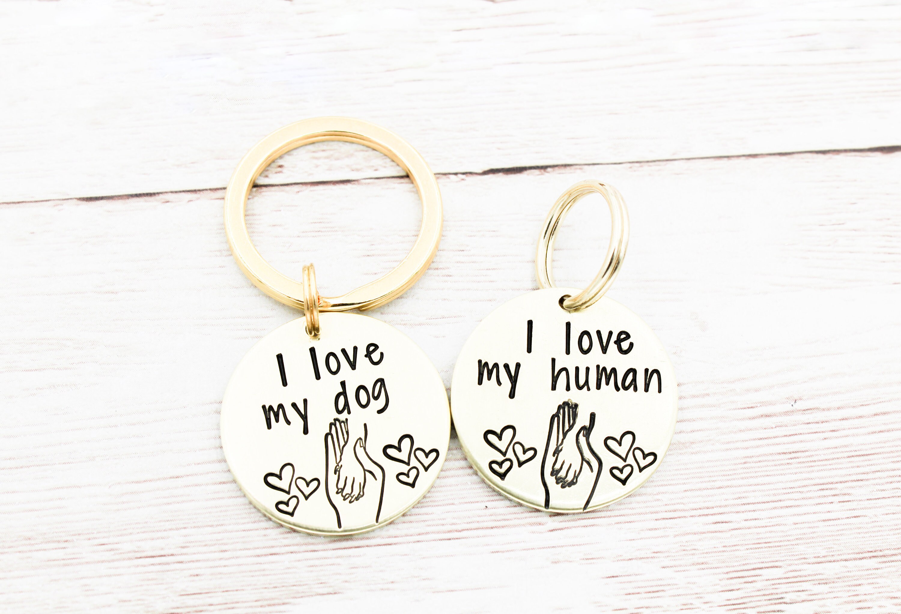Matching Dog and Human Tag and Keychain I Love My Human Dog | Etsy