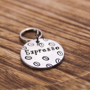 Custom Coffee Bean Pet Tag, Expresso Dog ID Tag, Mocha Dog Name Tags ...