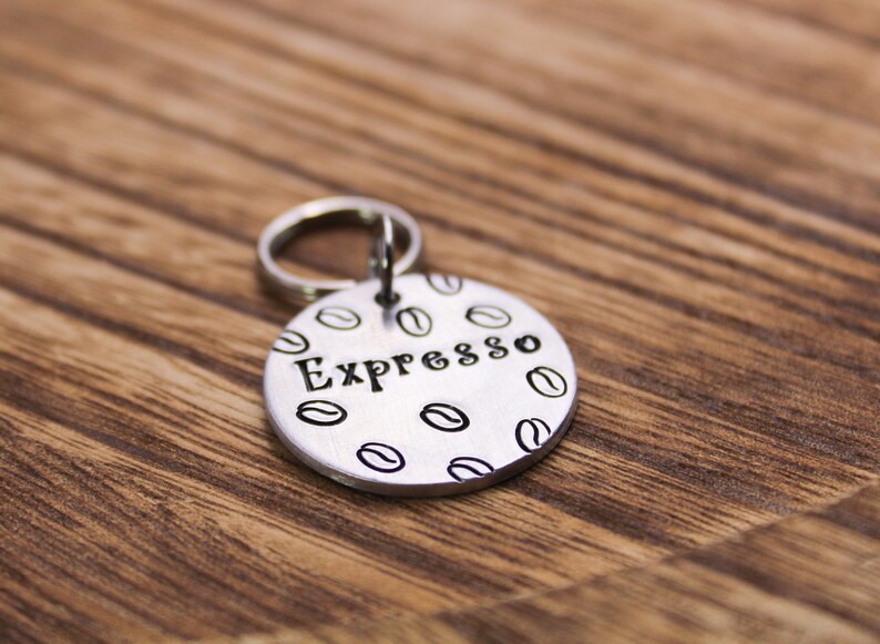 Custom Coffee Bean Pet Tag, Expresso Dog ID Tag, Mocha Dog Name Tags ...