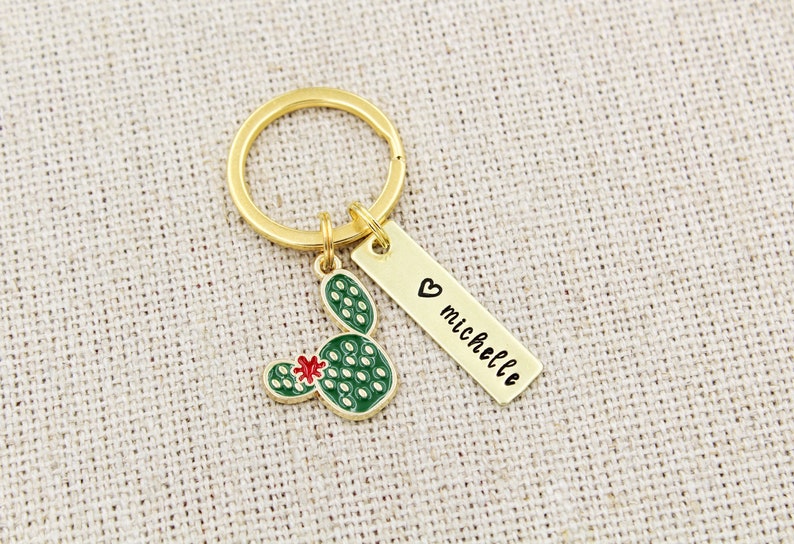 Cactus Name Keychain, Custom Name Keyring, Cactus Purse Charm, Cactus ...