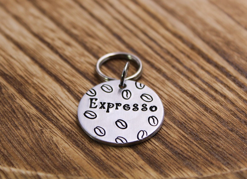 Custom Coffee Bean Pet Tag, Expresso Dog ID Tag, Mocha Dog Name Tags ...