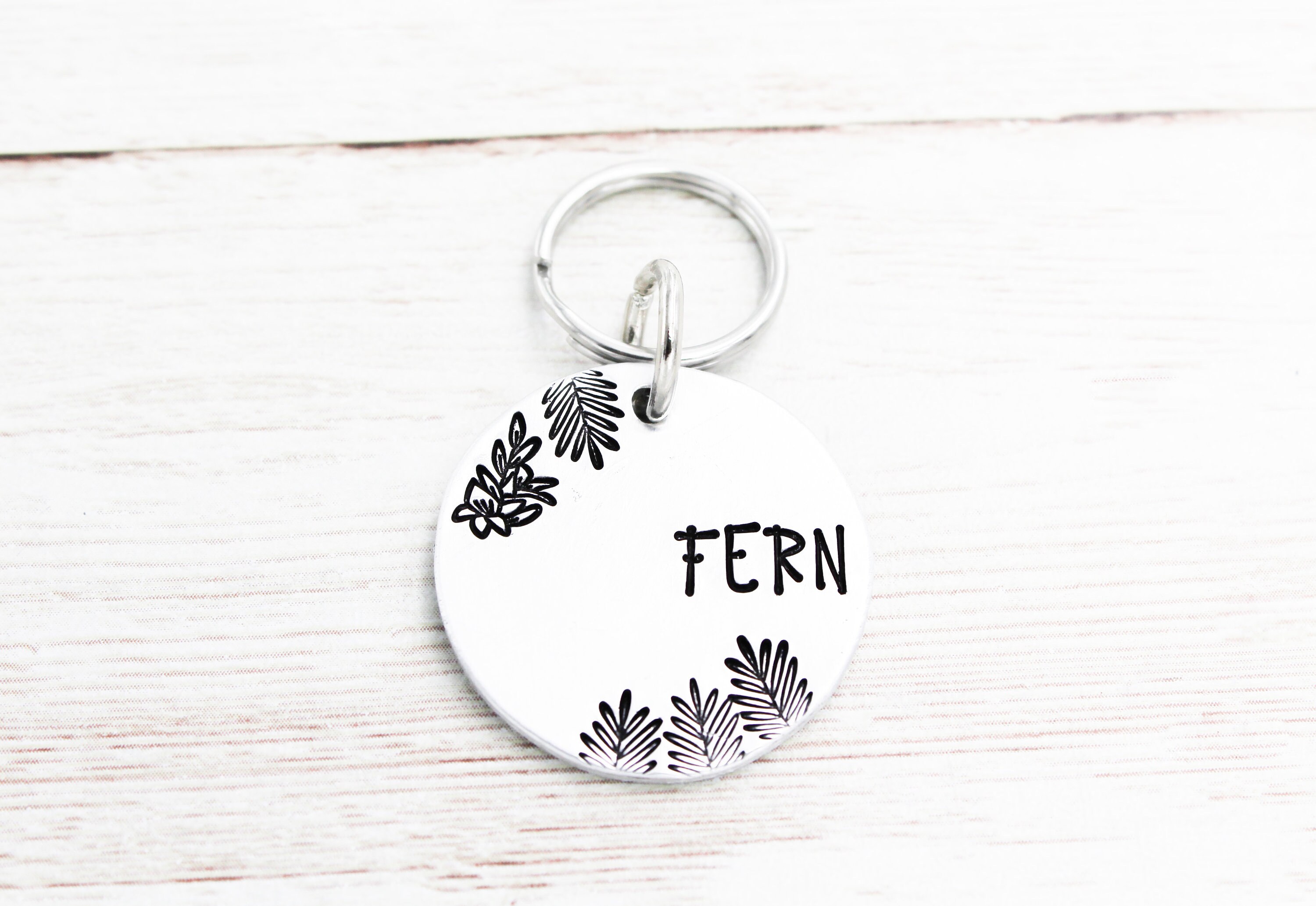 Personalized Fern Pet ID Tag, Floral Dog Name Tag, Cat Name Tags, Fern ...
