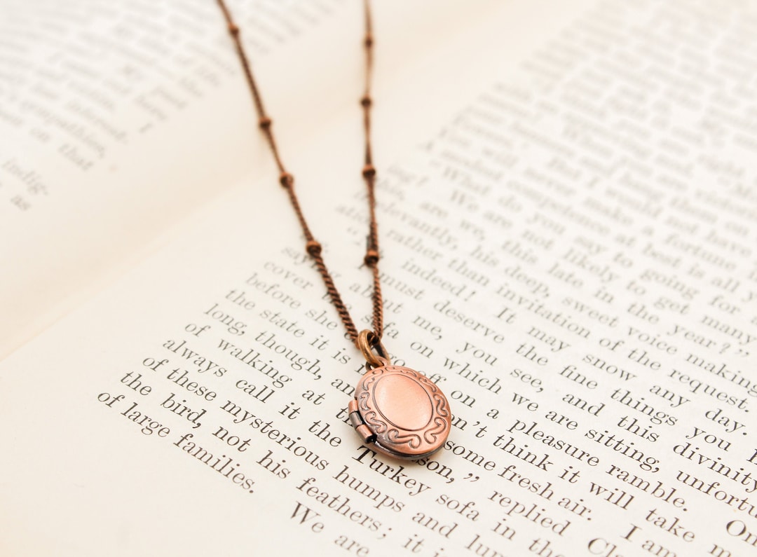 Dainty Locket Necklace, Copper Locket Charm Necklace, Tiny Photo ...