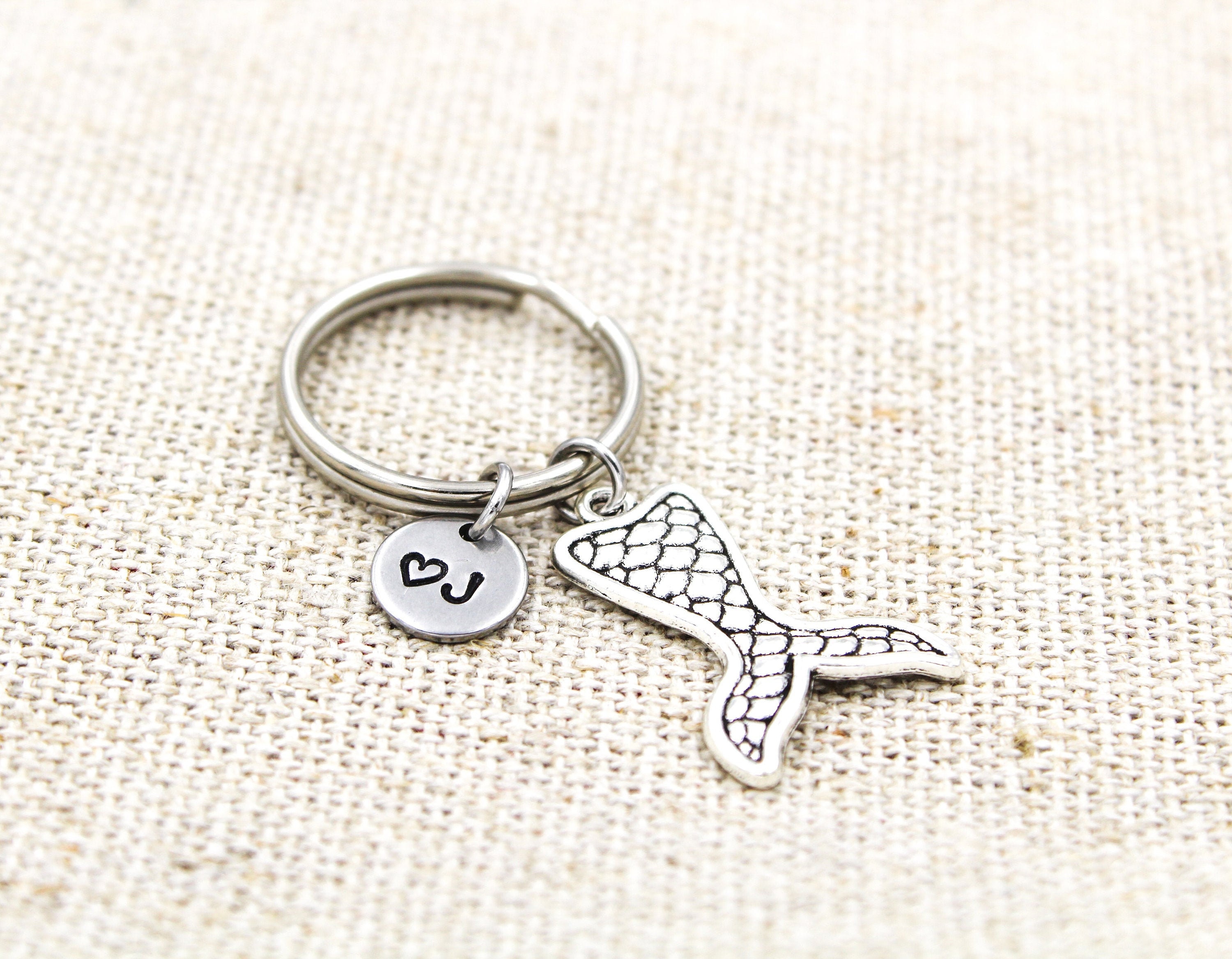 Mermaid Tail Initial Keychain Mermaid Soul Mermaid Keyring | Etsy
