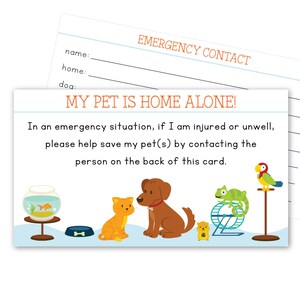 Pet Emergency Card in Case of Emergency Set of 5 Contact Cards - Etsy