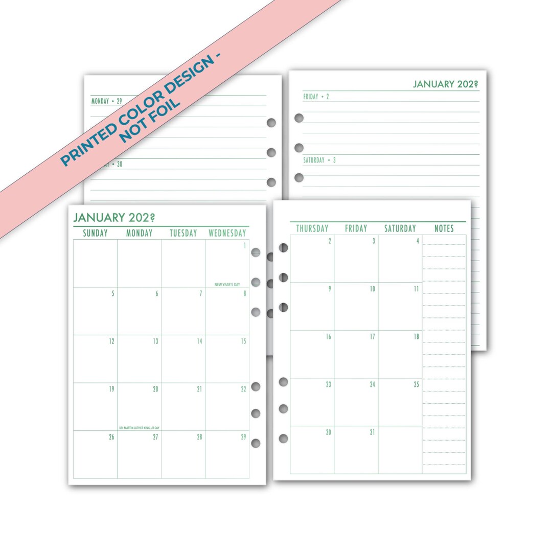 A5 Complete Horizontal Planner Insert, Fae Grove Gradient Print ...