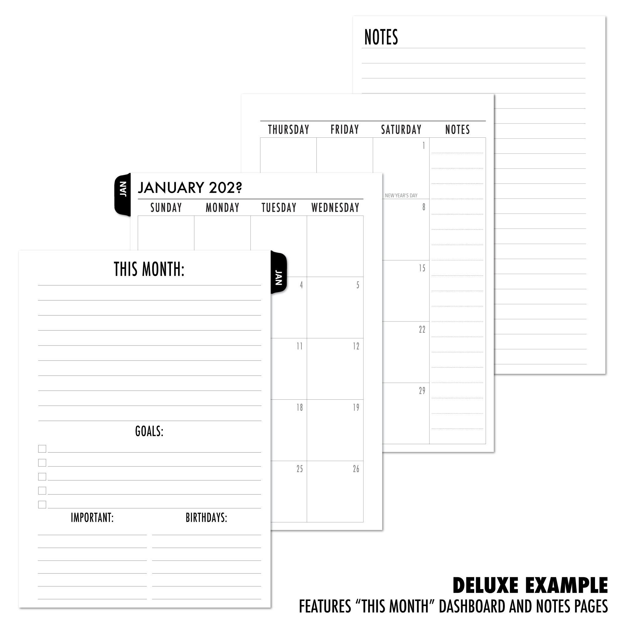 A5 Tabbed Month on 2 Pages Calendar Refill, 5.83″ X 8.27″, Printed Ring ...