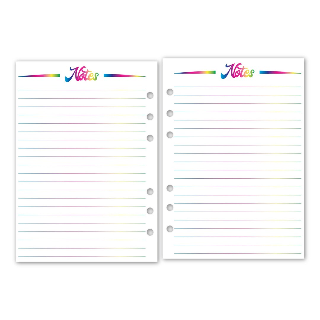Printed A5 Rings Rainbow Groovy Notes Planner Refill, 5.83 X 8.27, 15 ...