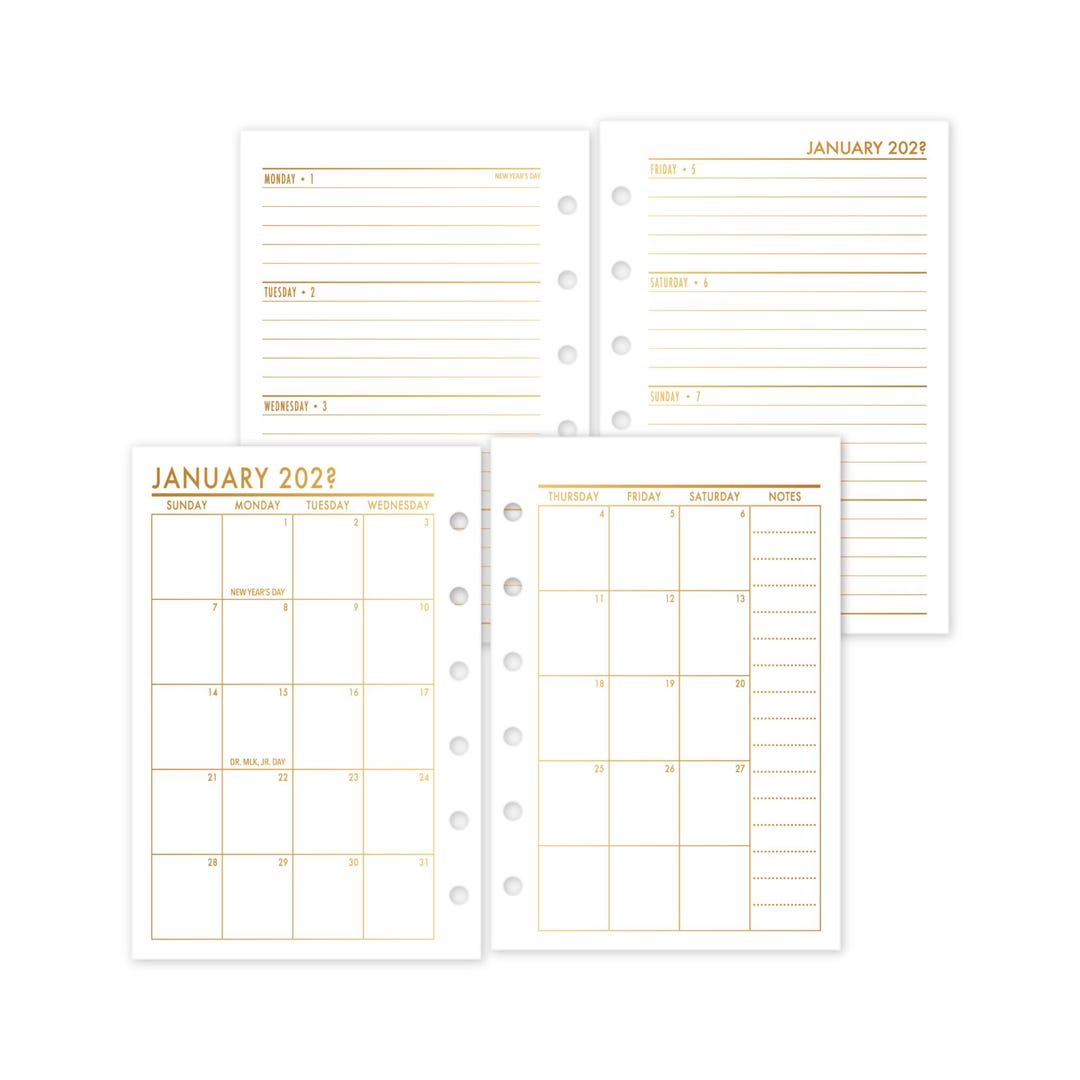 Pocket Complete Horizontal Planner Insert, Gold Luxe Gradient Print ...