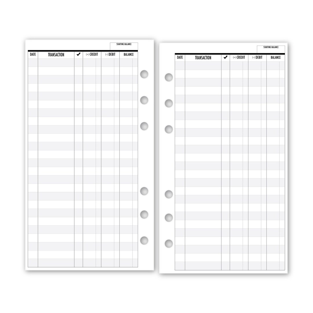 Printed Personal Checkbook Registers Refill, 3.74 X 6.73, Ring Binder ...