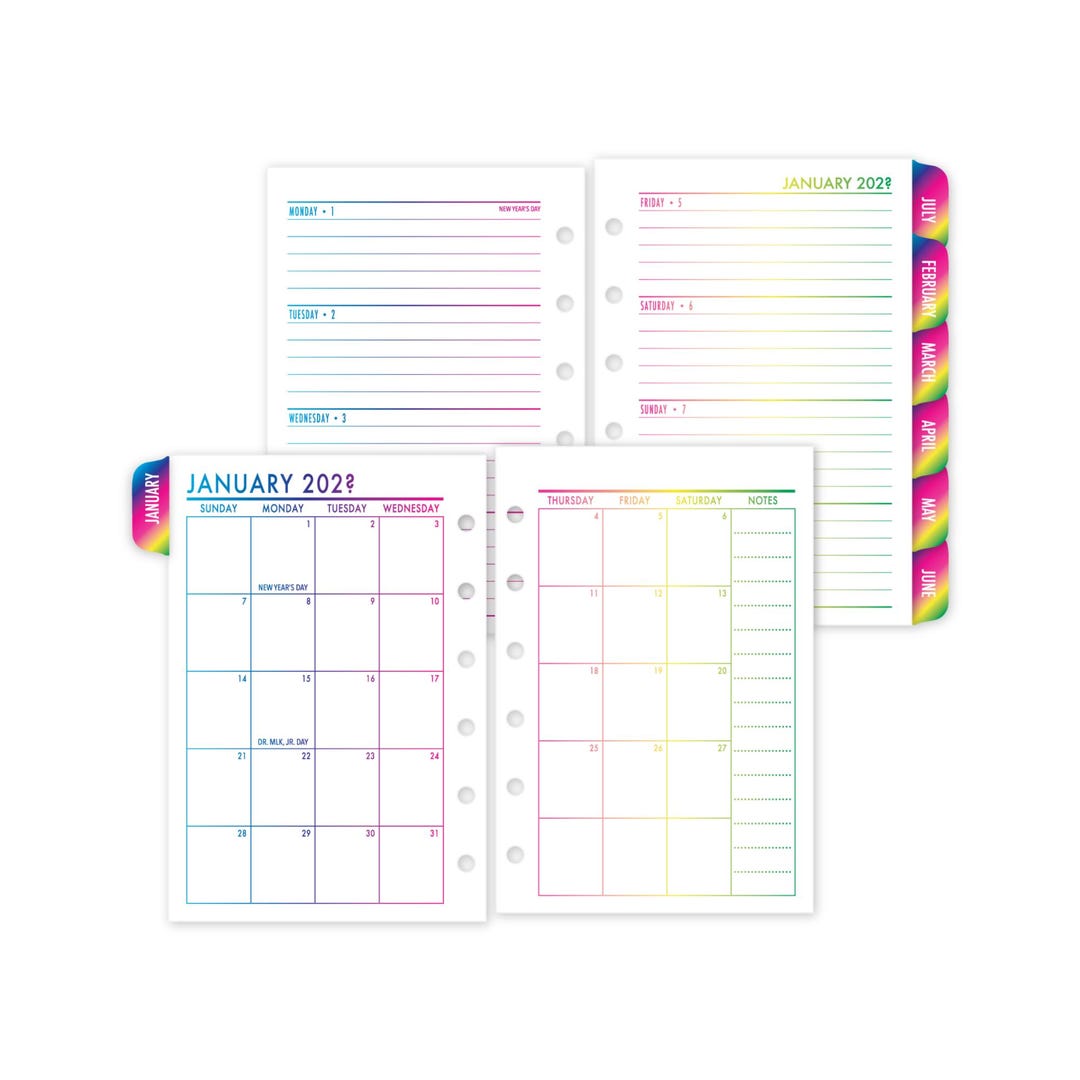 Pocket Tabbed Complete Horizontal Calendar Refill, 3.2" X 4.7", Dated ...
