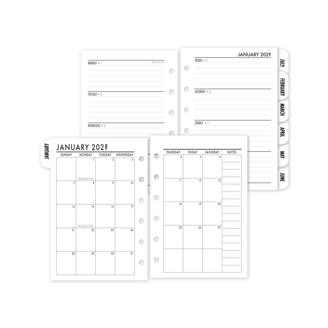 Pocket Tabbed Complete Horizontal Calendar Refill, 3.2" X 4.7", Dated ...