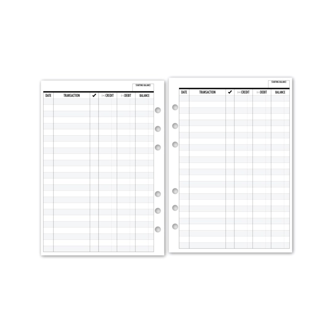 A5 Checkbook Register Refill, 5.83" X 8.27", Ring Binder Planner Insert ...