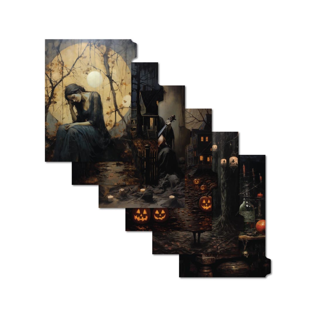 A5 Divider Set With Labels, 5.83 X 8.27, Side Tabs, Dark Halloween ...