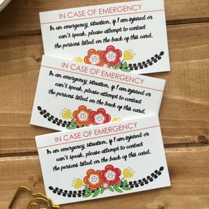 ICE Wallet Cards, Emergency Contact Card Set, Tri-fold Design With ...