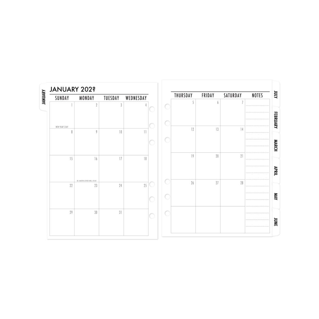 A5 Tabbed Month on 2 Pages Calendar Refill, 5.83″ X 8.27″, Printed Ring ...