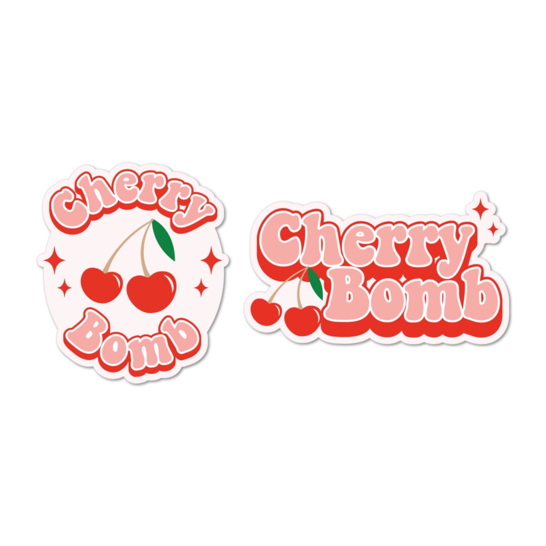 Vinyl Sticker Set of 2, Cherry Bomb, Vintage Look, Water Resistant ...