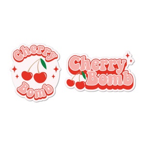 Vinyl Sticker Set of 2, Cherry Bomb, Vintage Look, Water Resistant ...