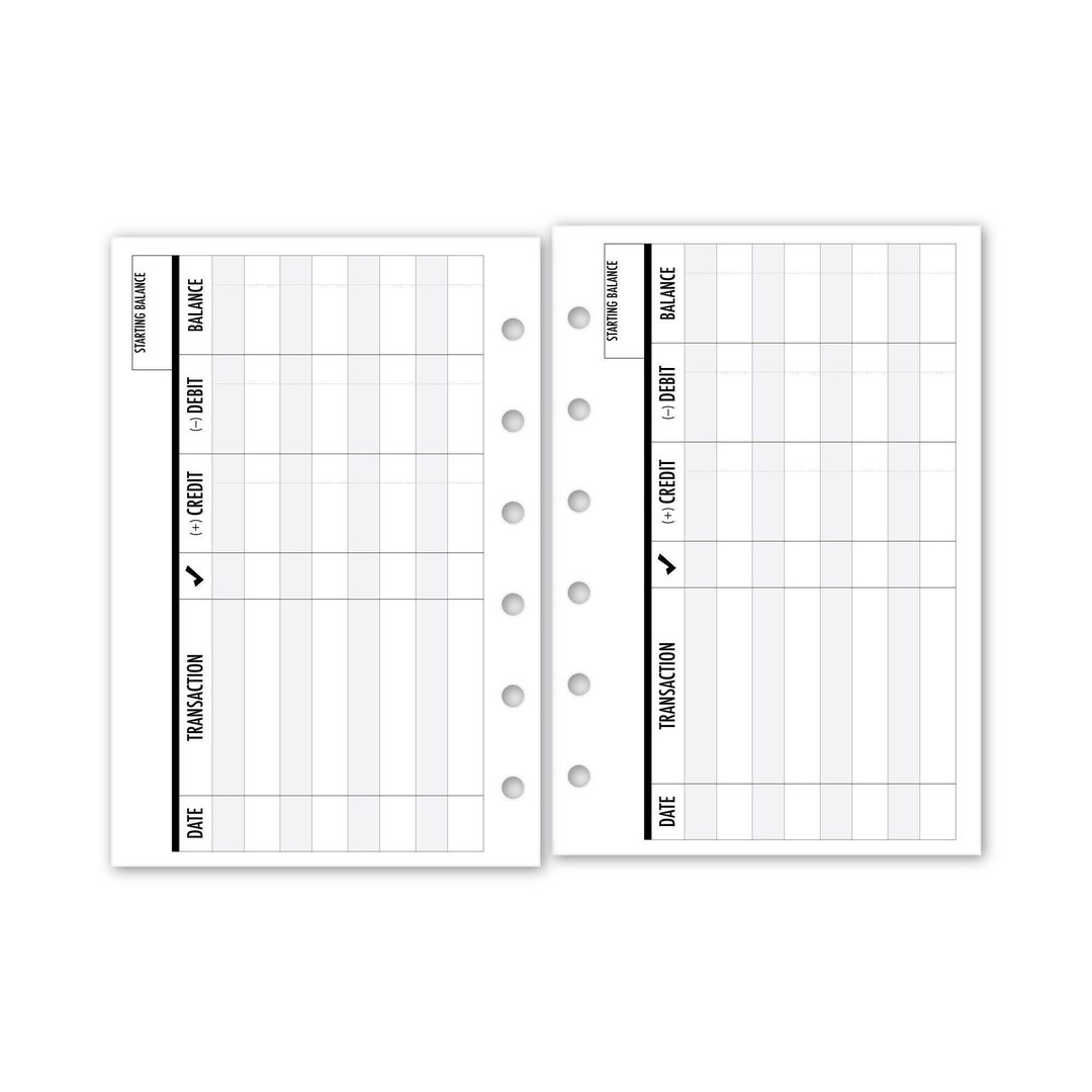 Printed Pocket Checkbook Register Planner Refill, 3.2" X 4.7", 15 or 30 ...