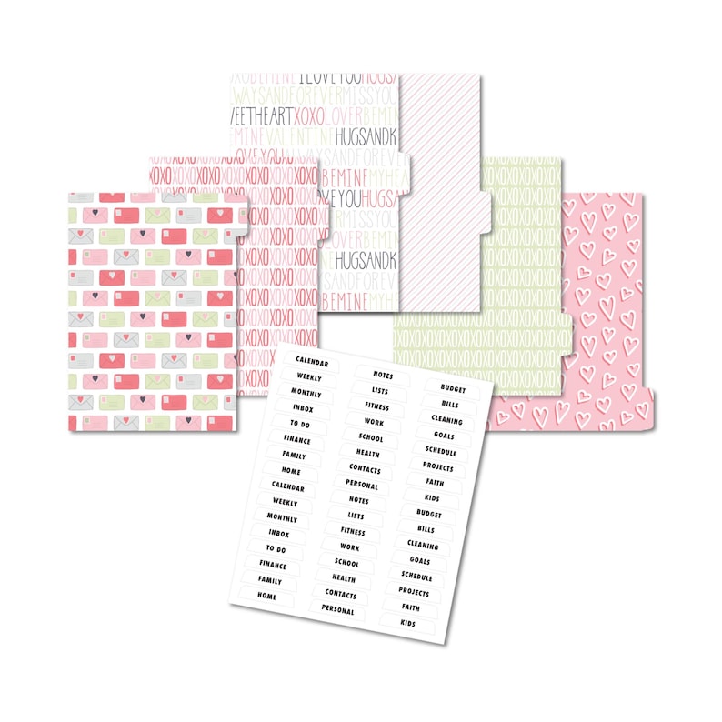 A5 Divider Set With Labels, 5.83 X 8.27, Side Tabs, My Valentine, Be ...