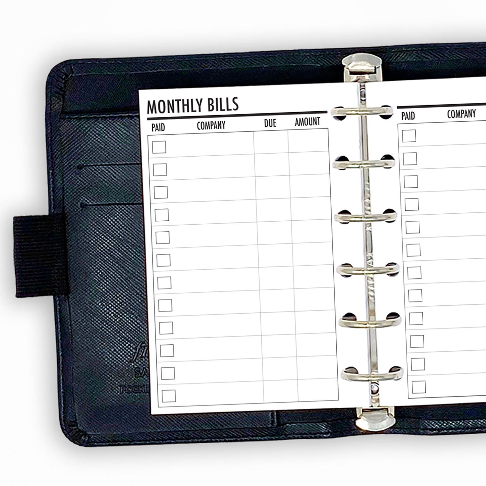 Pocket Bill Tracker Refill, Monthly Finance Planner Insert - Etsy