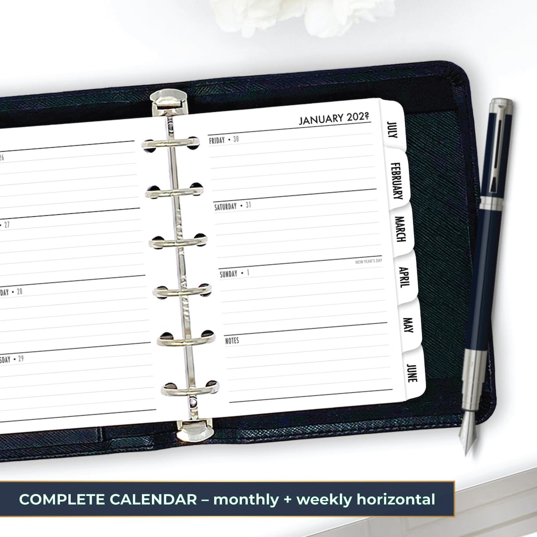 Pocket Tabbed Complete Horizontal Calendar Refill, 3.2" X 4.7", Dated ...