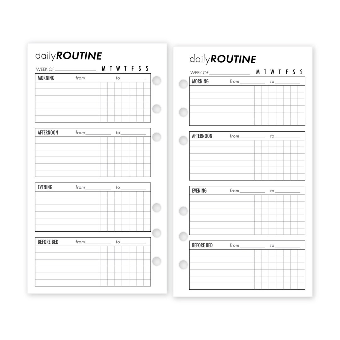 Printed Personal Rings Daily Routine Planner Refill, 3.74 X 6.73, 26 or ...