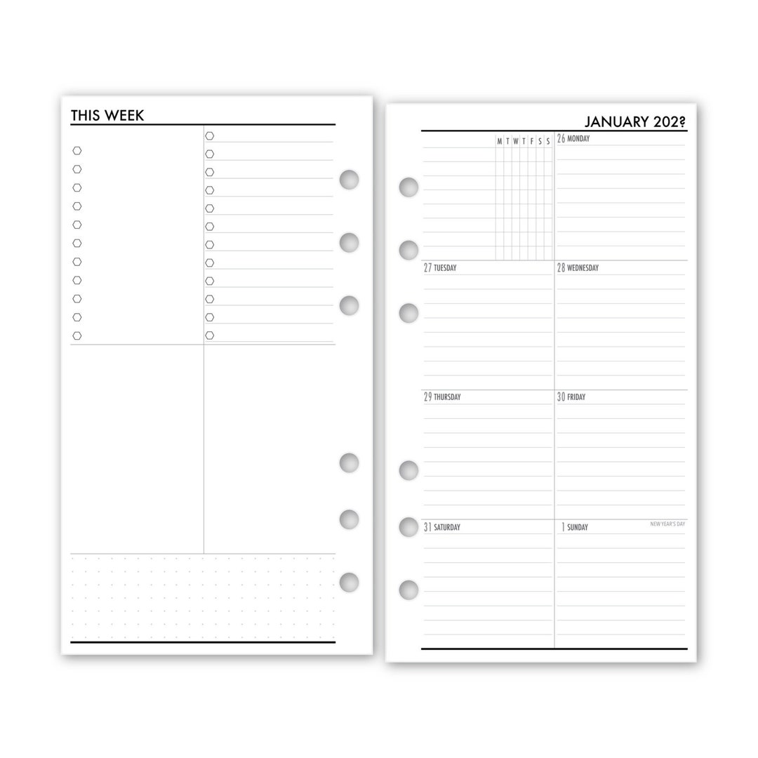Printed Personal Week on One Page Deluxe Planner Calendar Refill, 3.74 ...