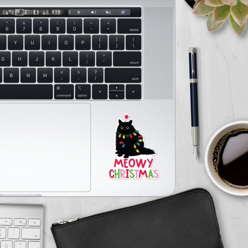 Vinyl Sticker, Meowy Christmas Black Cat Wrapped in Christmas Lights - Etsy
